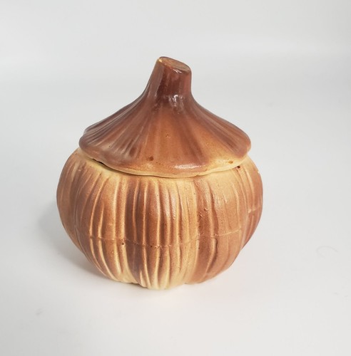 RARE Vtg Hand Painted Ceramic Garlic Shape Storage Container Made in ...