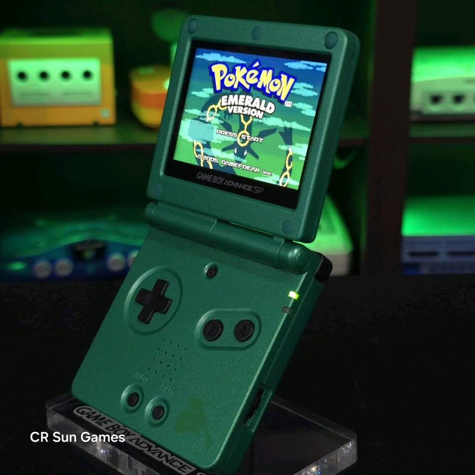 Green Nintendo Game Boy Advance GBA SP IPS V2 and Usb-C - Rayquaza | eBay