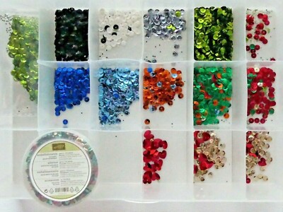 Collection Lot 3000 Sequins Mix Colors W/Divided Container 4 Diy Crafts ...