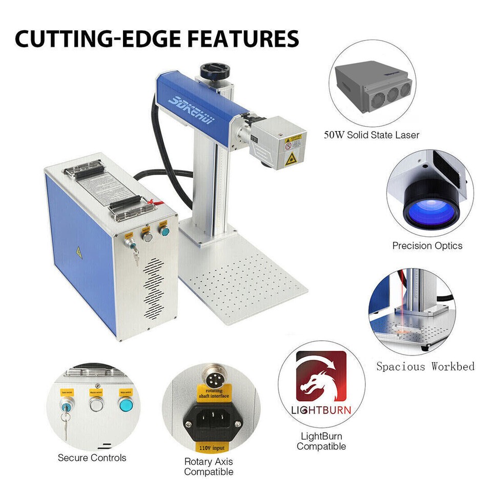 50W Raycus Fiber Laser Metal Marking Machine 200x200mm Engraver Marker ...