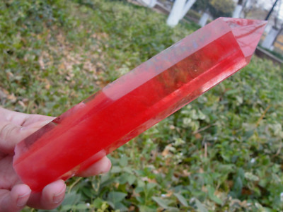 1pcs 160-180MM Pretty Red Smelt Quartz Crystal Single Terminated Wand ...