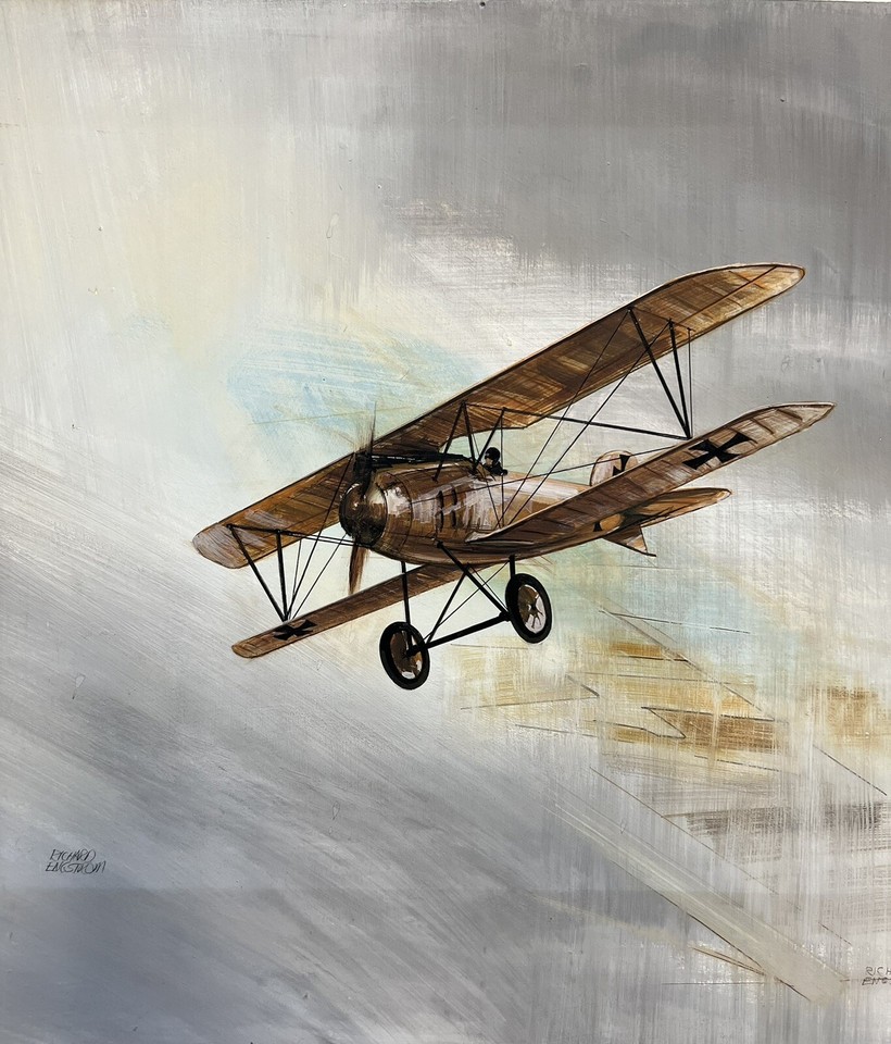 Richard Engstrom Oil Painting, WW1 Bi-Plane Flying. | eBay