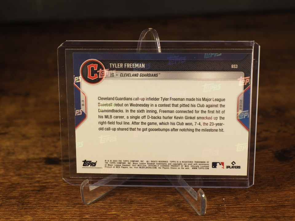 2022 Topps Now Blue Parallel Card #653 Tyler Freeman 39/49 Call-Up RC ...