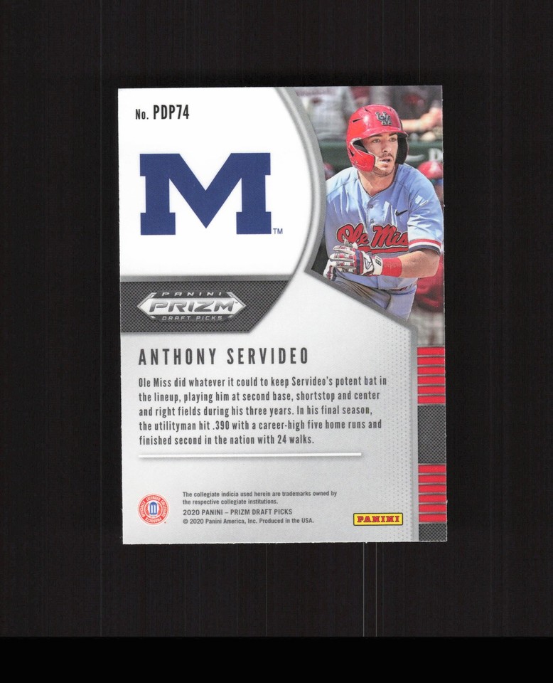2020 Panini Prizm Draft Picks #PDP74 Anthony Servideo ROOKIE CARD Ole ...