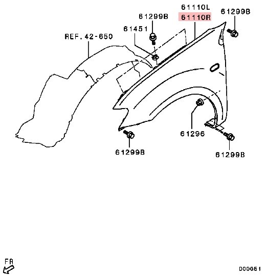 Fender Wing Front Right With Side Lamp + Flare Holes for L200 KA5T 2.4 ...