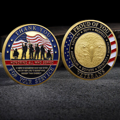 Thank You for Your Service Military Appreciation Challenge Gold Coin US ...