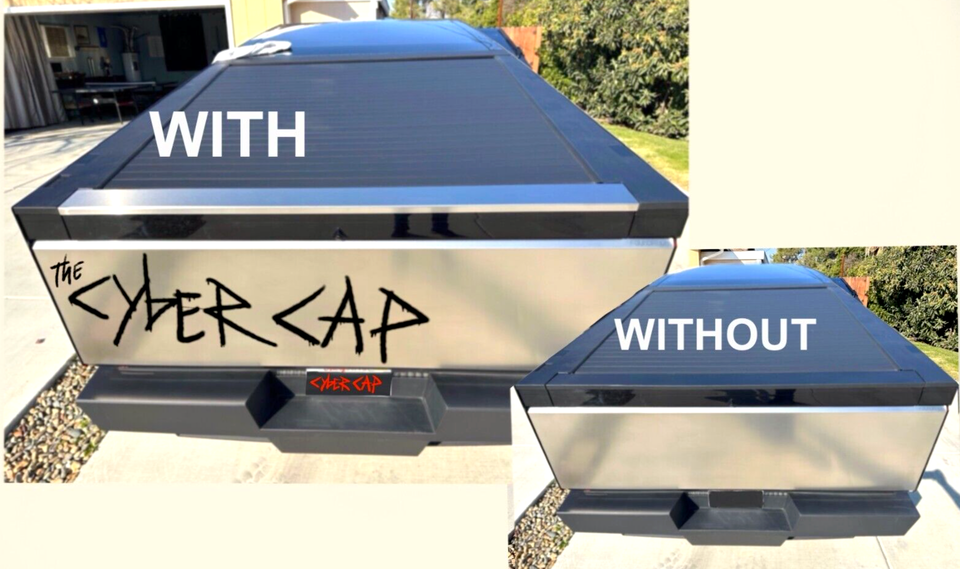 THE CYBERCAP 16ga Stainless Steel Tailgate Top Cap Tesla CYBERTRUCK ...