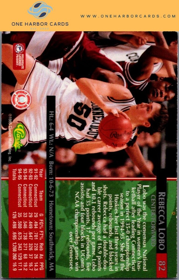 1995 Classic Connecticut Huskies Basketball Card #82 Rebecca Lobo | eBay