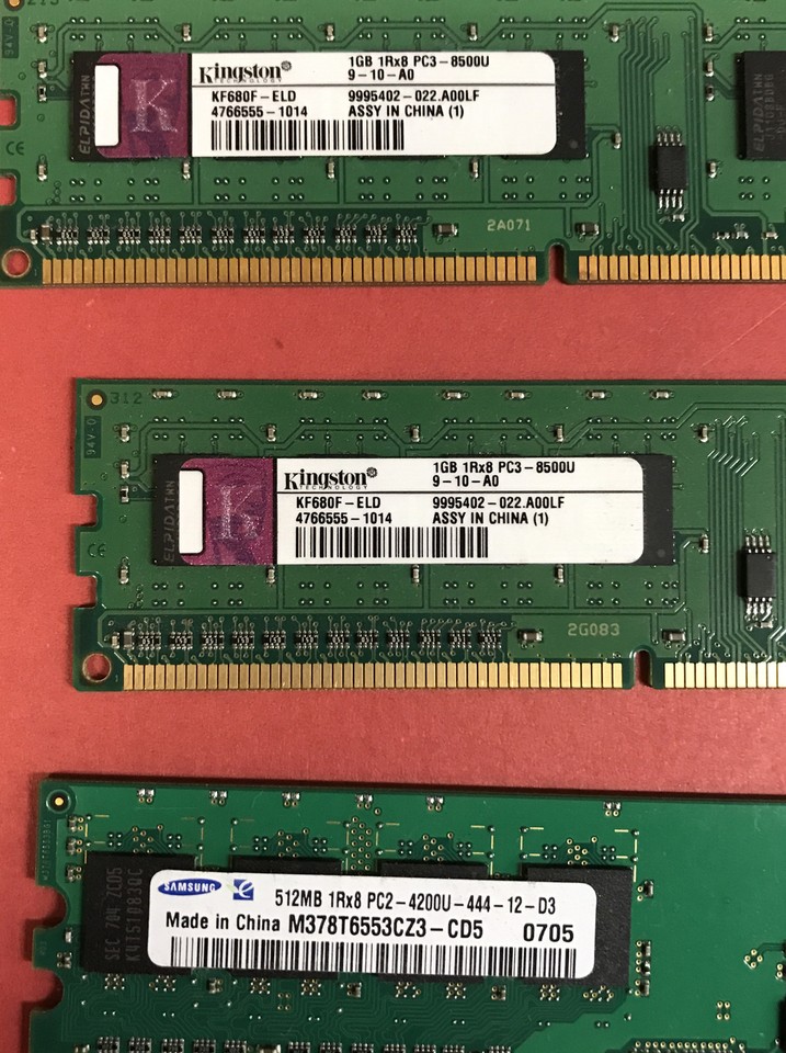 *LOT OF 25* (1) 512MB (7) 1GB (17) 2 GB DDR3 DDR2 RAM MEMORY STICKS FOR ...