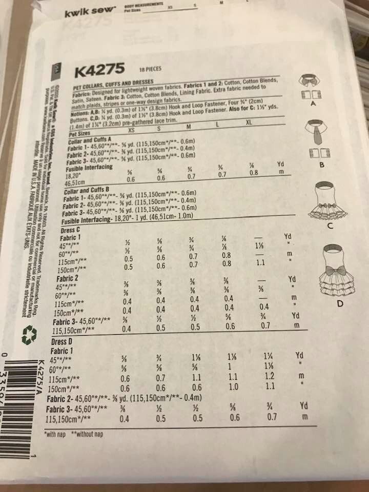 KWIK SEW K4275 CRAFT SEWING PATTERN, DOG CLOTHES , SIZE XS TO XL | eBay