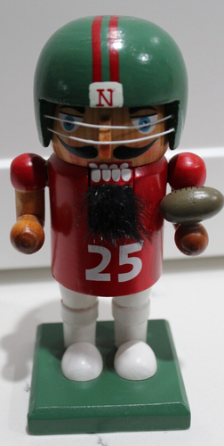 WORLD MARKET SPORTS NEBRASKA FOOTBALL 7" WOODEN NUTCRACKER No BOX #25 ...