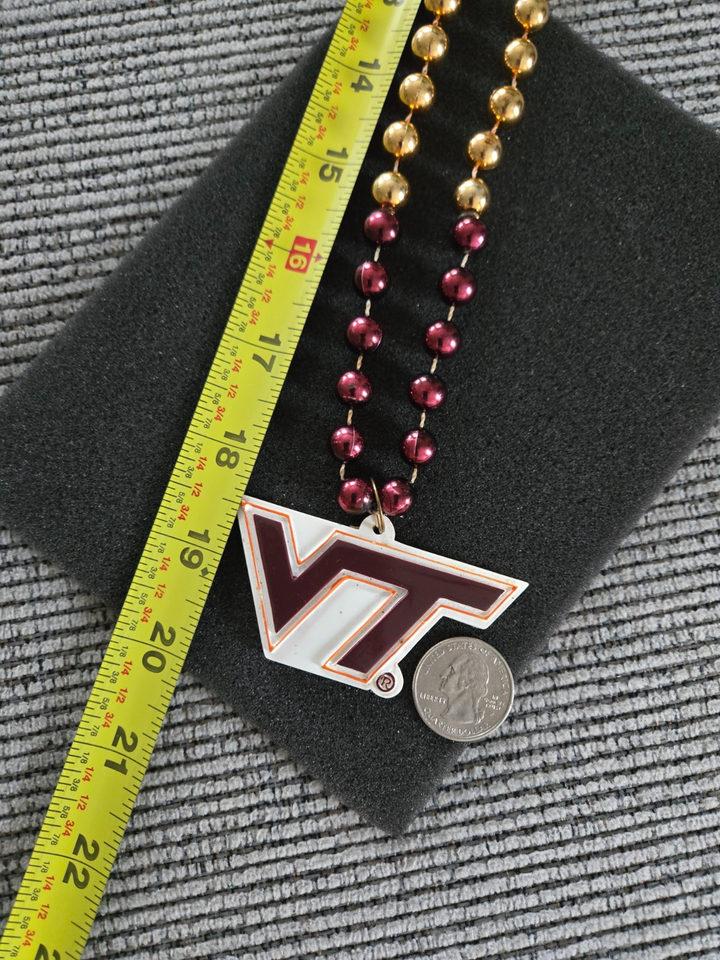 Virginia Tech Hokies Sport Beads Necklace (Mardi Gras) & Medallion Fan ...