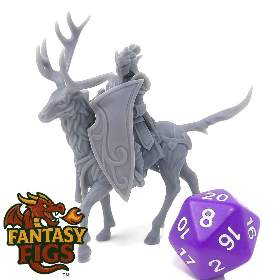 Unpainted Fantasy Knight on Elk Miniature 2.5" Resin RPG Rider Figure ...