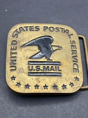 USPS U.S. Mail Solid Brass Belt Buckle Heavy Gauge Eagle Vintage Logo ...