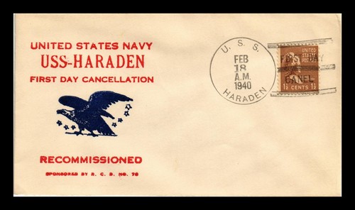 US COVER USS HARADEN FIRST DAY NAVAL CANCELLATION RECOMMISSIONED | eBay