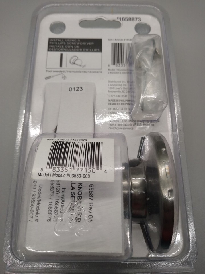 RB Reliabilt Door Handle #1658873 satin nickel finish Dummy Door knob ...