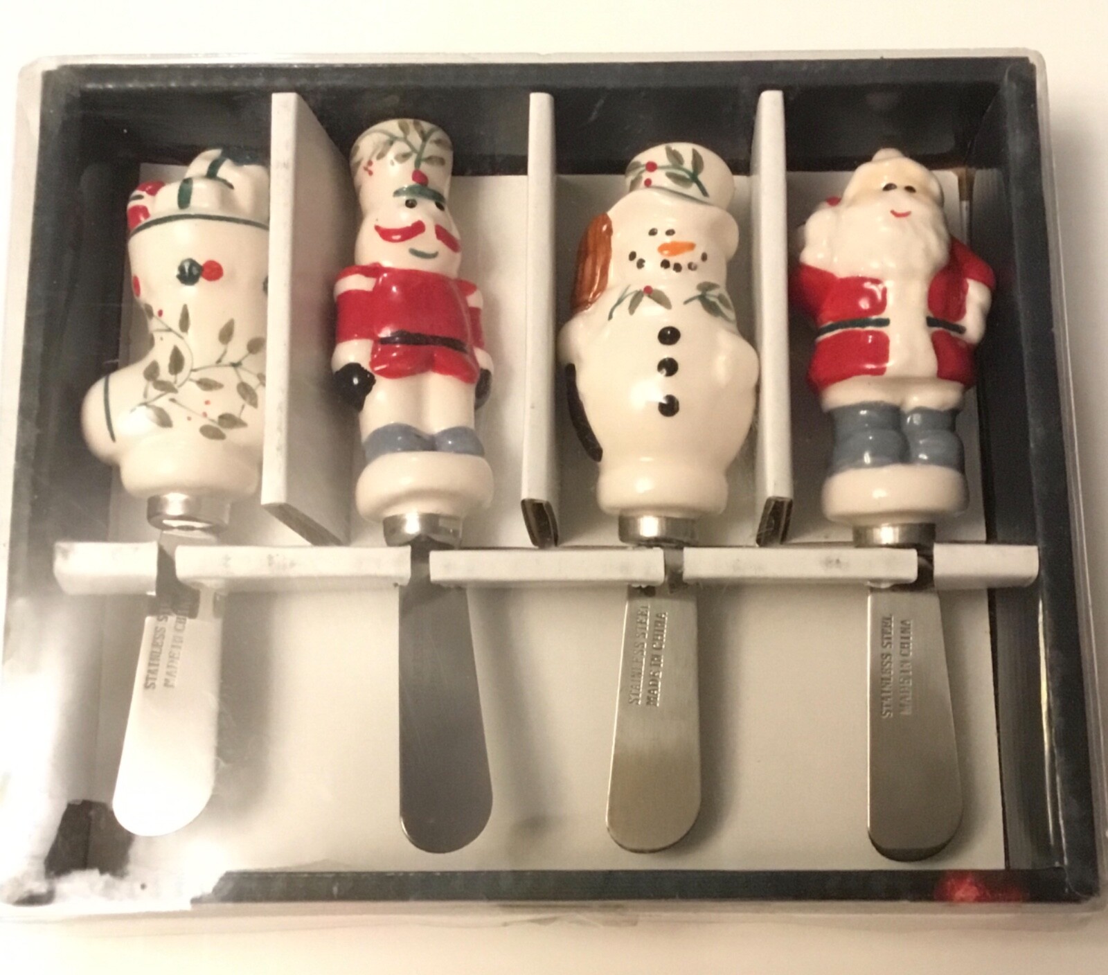 Pfaltzgraff+Winterberry+Christmas+Snowman+Santa+Spreaders+Set+of+4 for ...