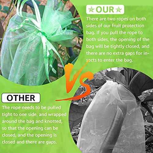 6''×8'' Fruit Netting Cover Mesh Bag with Drawstring Netting Barrier ...