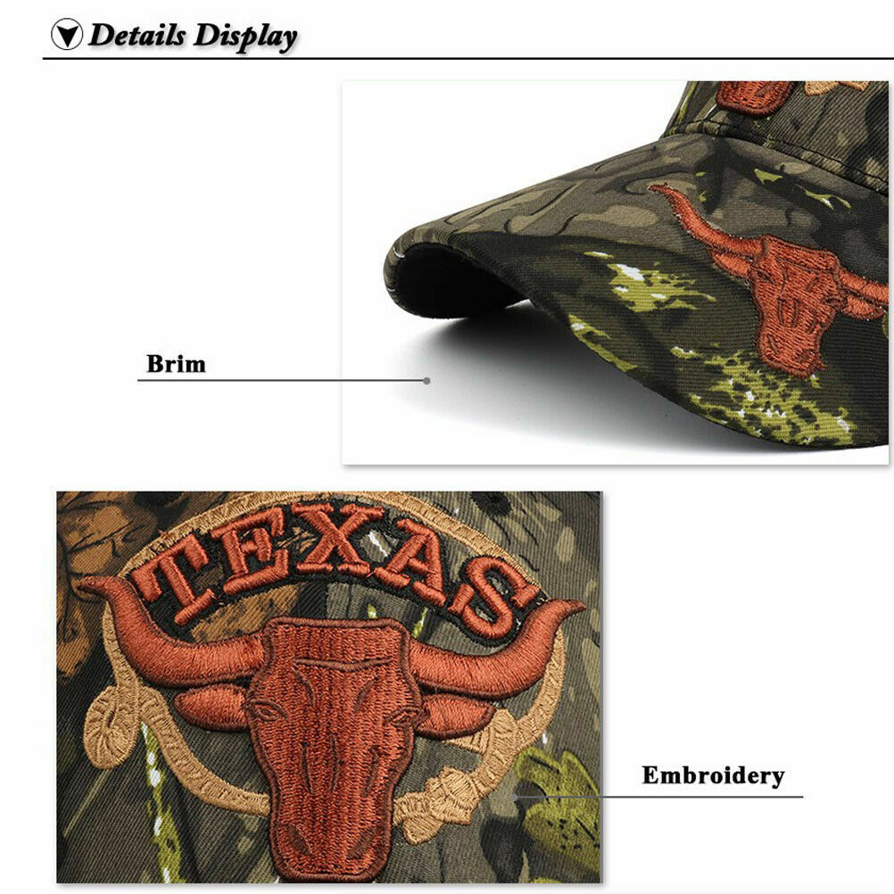 Retro Mens Bull Head Tactical Baseball Cap Snapback Hat Hunting Army ...