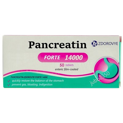 Pancreatin Forte 14000 384mg Enzymes 50 tablets Digestive Support ...
