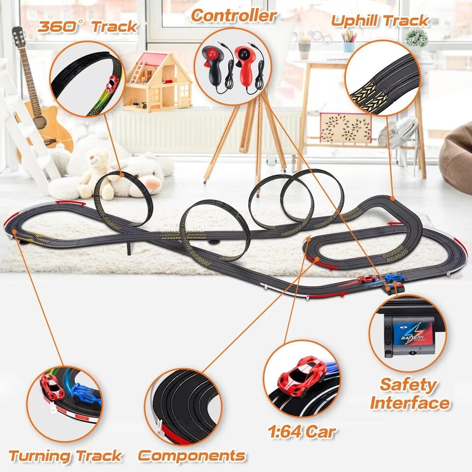 Slot Car Race Track Set Electric Powered Race Track Dual Racing Car ...