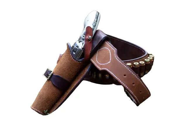 Western Tooled Leather Gun Holster Belt Drop Loop Cowboy Fast Draw SASS ...