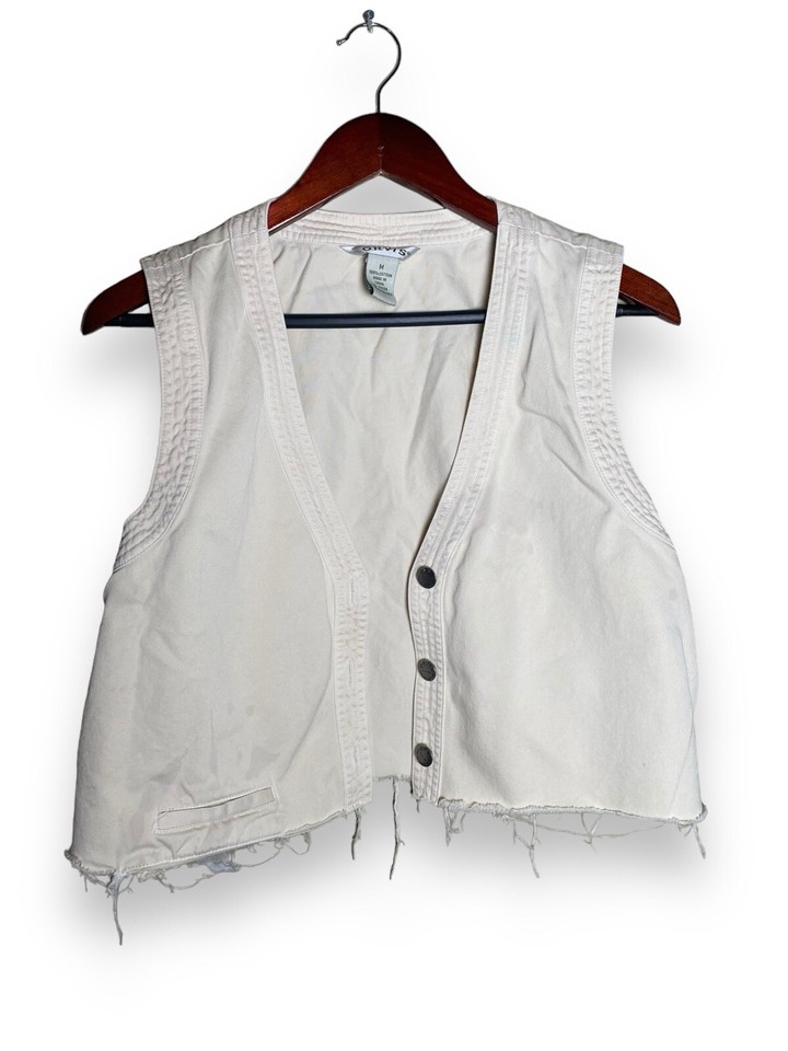 ALTERED Orvis White 100% Cotton Women's Sleeveless Vest, Cropped, Size ...