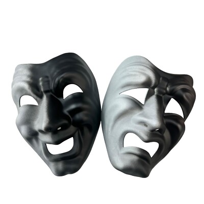 2X Full Face Comedy Tragedy Jester Mask Phantom of The Opera Masquerade ...