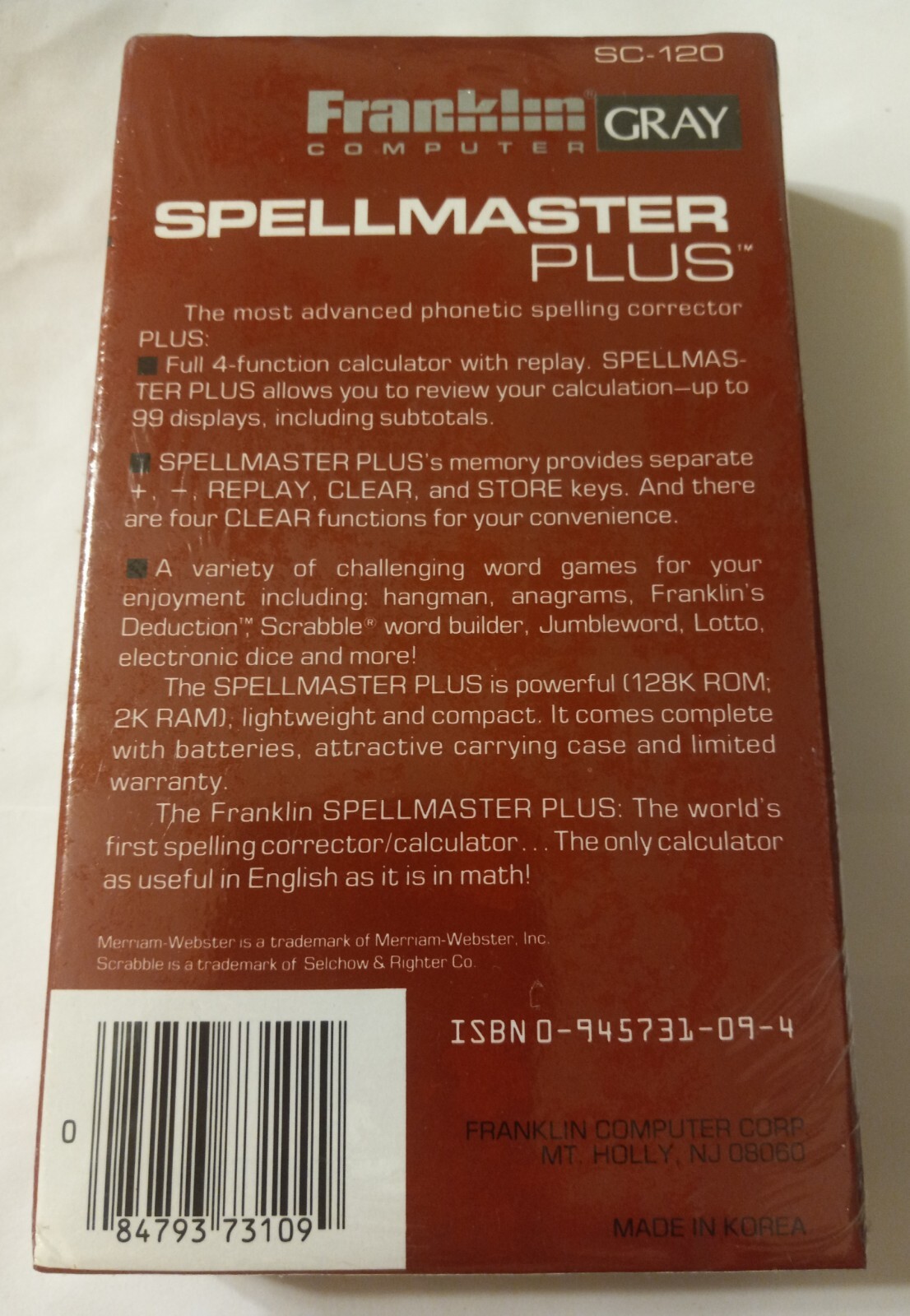 Vintage Franklin Computer Spellmaster Plus SC-120 1987 RARE | eBay