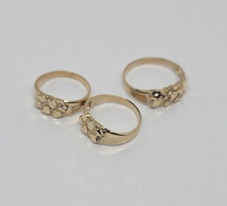 10K Yellow Gold Baby Nugget Ring for Baby Kids Children Women Size 1 -7 ...