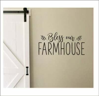 BLESS OUR FARMHOUSE Family Rustic Farmhouse Home Wall Decal Words Decor ...