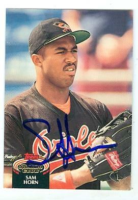 Sam Horn autographed baseball card (Orioles) 1992 Topps Stadium Club ...