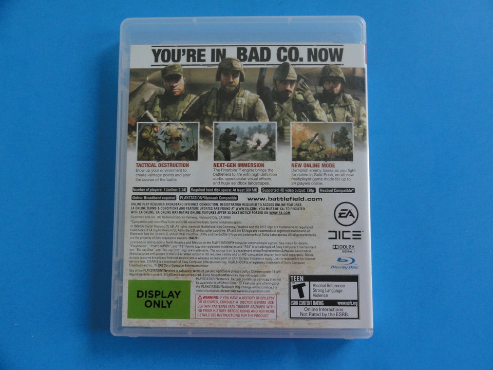 PS3 BAD COMPANY BATTLEFIELD BLOCKBUSTER VIDEO STORE DISPLAY CASE **NO ...