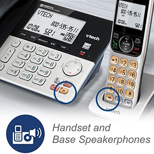 Corded Cordless Phone Answering Machine Call Block Intercom Duplex 2 ...