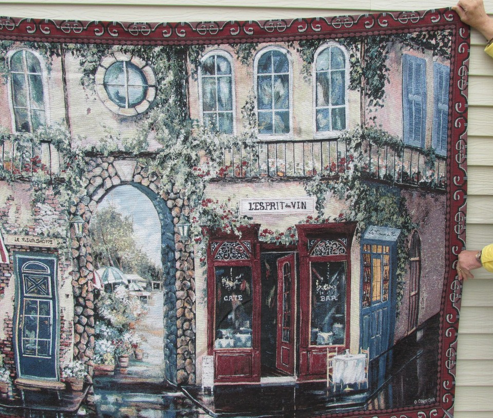 Large Wall Tapestry French Canadian Shop Scene Made in USA By Ginger ...
