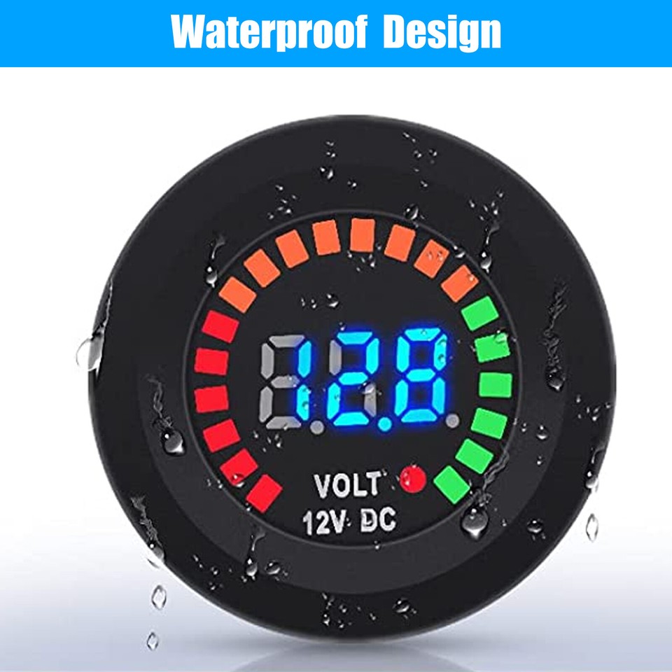 2Pcs Waterproof Car Battery Meter DC 12V Voltmeter Digital Display ...