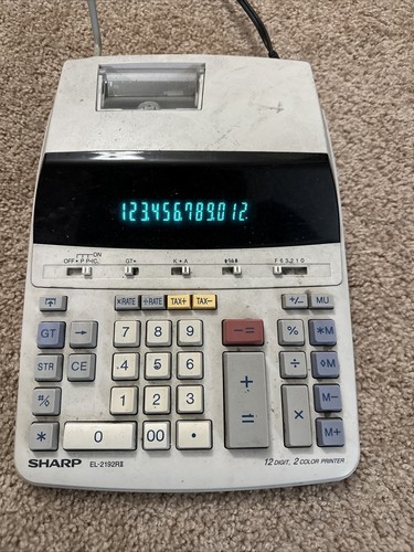 Sharp EL-2192RII - 12 Digit 2 Color Printing Calculator Adding Machine ...