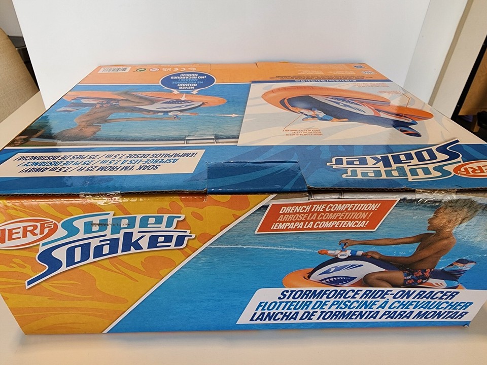 Super Soaker Stormforce Ride on Racer Inflatable Pool Float Fed Water ...