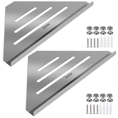 Sanbege 2 Pcs 304 Stainless Steel Corner Shelf with Screws, Triangle ...