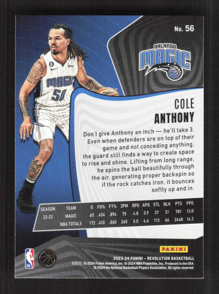 Cole Anthony 2023-24 Panini Revolution Orlando Magic #56 | eBay