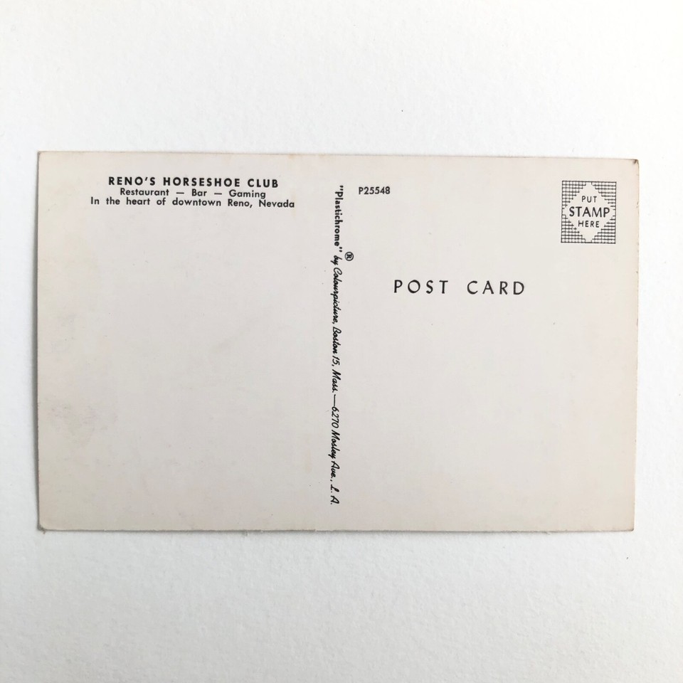 Reno's Horseshoe Club Restaurant Bar Reno Nevada NV 1950s Vintage ...