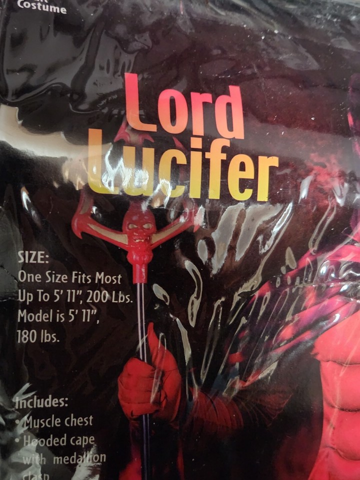 Lord Lucifer Complete Adult Costume Muscle Chest Halloween up to 5'11 ...