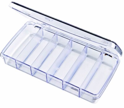 Two 6 Compartment DIVIDED Storage BOXES with Hinged Snap Close Lids ...