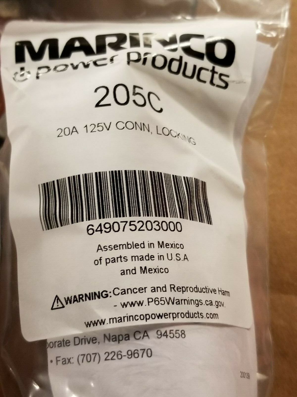 Marinco 205P 205C NEMA L5-20 2P3W Twist Lock Plug Connector Male Female ...