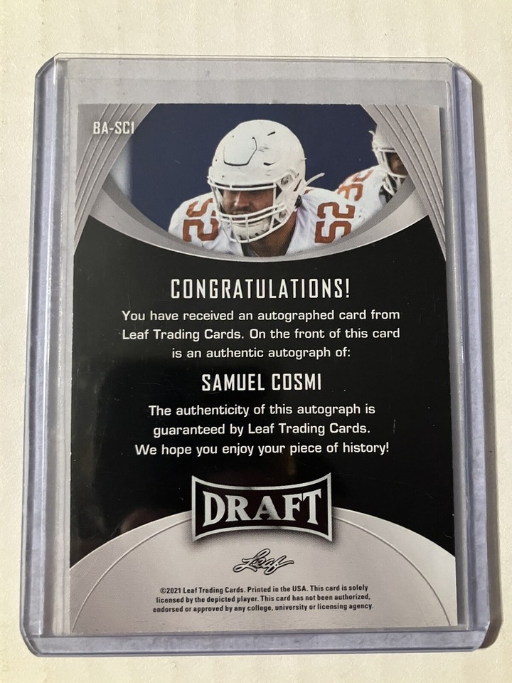 2021 LEAF DRAFT #BA-SCI SAMUEL COSMI RC AUTOGRAPH | eBay
