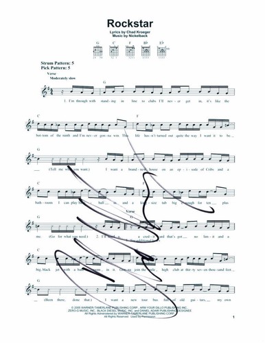 Chad Kroeger Nickelback Signed Autograph Rockstar Sheet Music - Rare | eBay