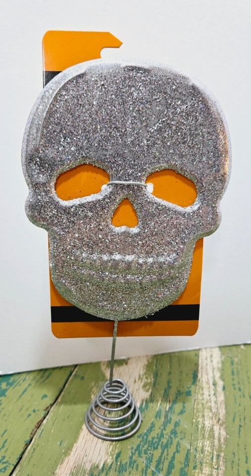 Halloween Tree Topper Metal Silver Glitter Skeleton 7.25-Inch-Tall x 4 ...