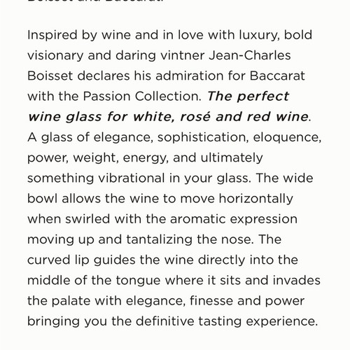 Beautiful Jean, Charles Boisset/Bacharach crystal wine glasses. Brand ...