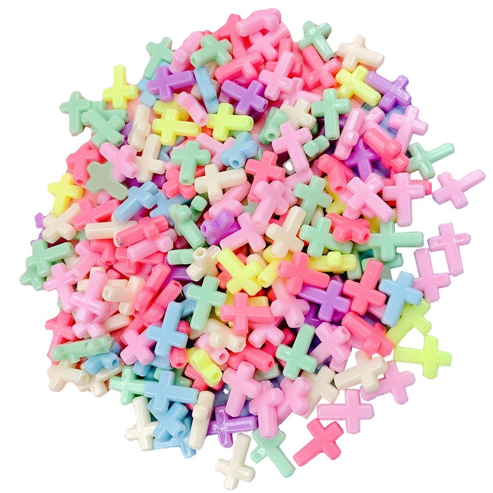 100 Pcs Acrylic Cross Pattern Beads for DIY Jewelry Making Crafts ...