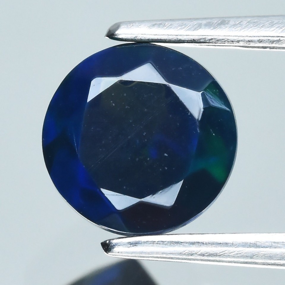 💎 0.64ct 6mm Round Natural Black Opal - Color Flash, Ethiopia Gemstone ...